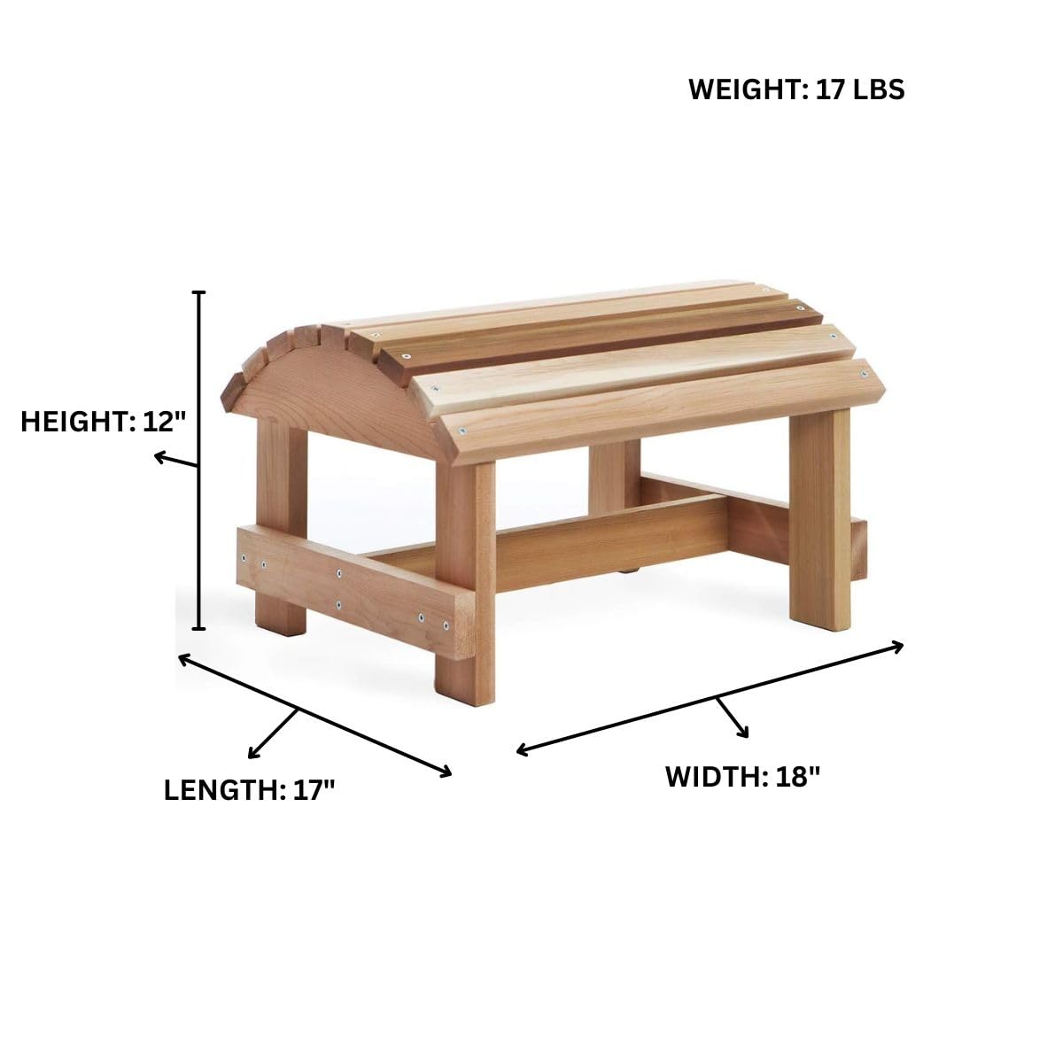 All Things Cedar AO18 Cedar Patio Ottoman Outdoor Foot Rest Chair | Handcrafted Western Red Cedar | Sanded Finish | Snug-Fitting Parts |17x18x12