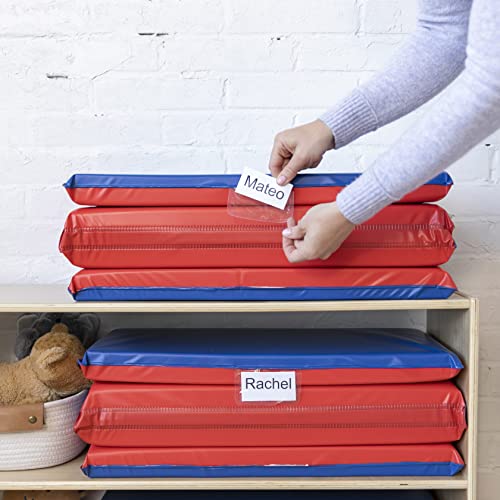 ECR4Kids Premium Folding Rest Mat, 4-Section, 2in, Sleeping Pad, Blue/Red, 5-Pack