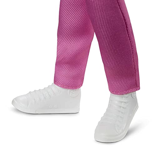 Barbie Looks Ken Doll with Black Hair Dressed in Purple Mesh Top and Pink Trousers, Posable Made to Move Body, 6 years and older