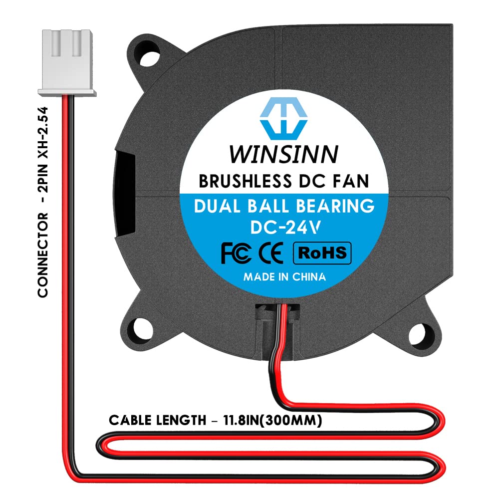 WINSINN 40mm Blower Fan 24V, 3D Printer Micro 24 Volt Fans Blower 4020 Dual Ball Bearing, 40mmx20mm 2PIN (Pack of 4Pcs)