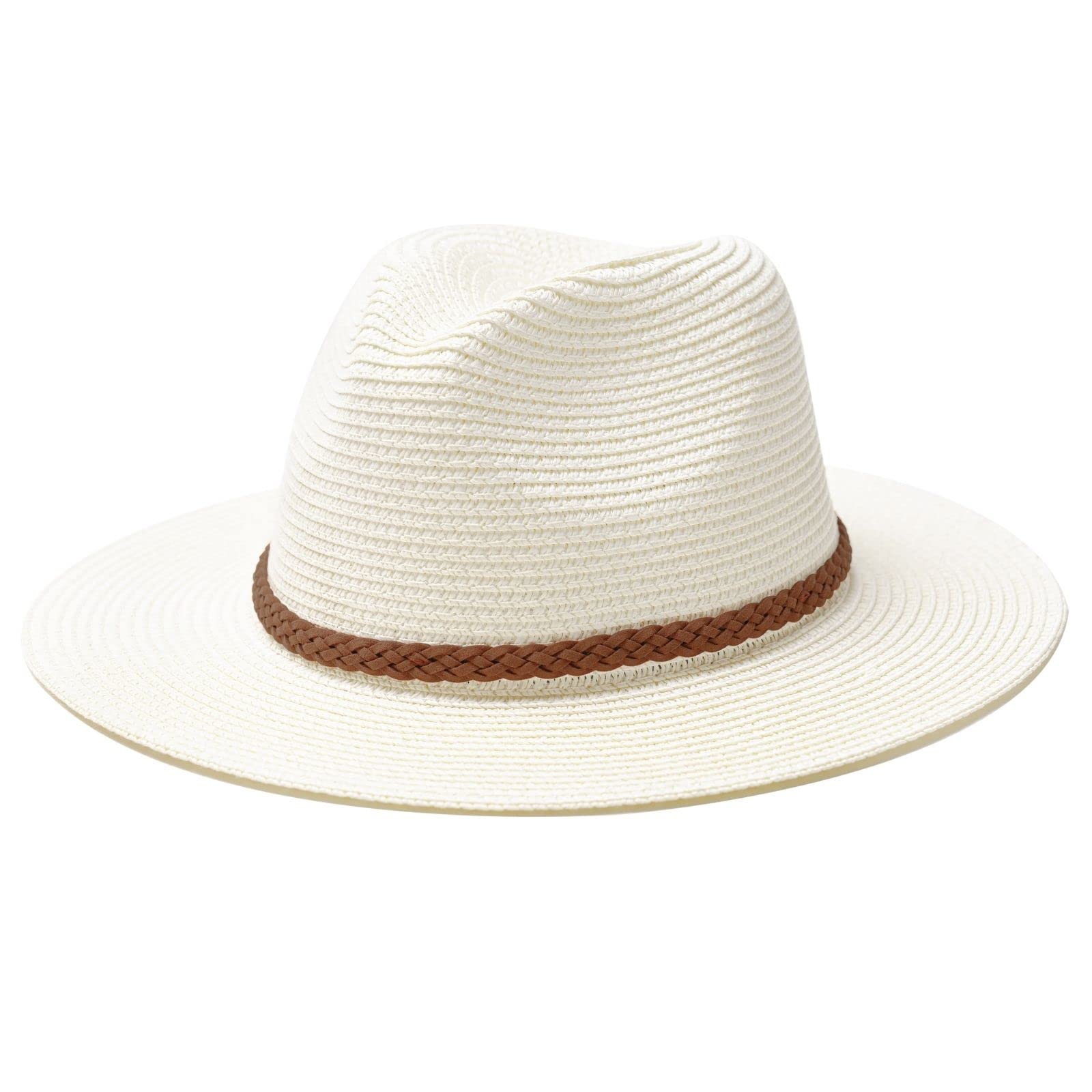accsa Women Sun Hat Stylish Panama Straw Hat Wide Brim Summer Hat Ladies Beach Hat UPF 50+