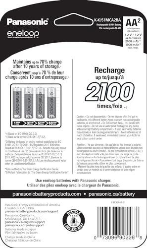 Eneloop Panasonic K-KJS1MCA2BA D Size Battery Adapters AA 2100 Cycle Ni- MH Pre-Charged Rechargeable Batteries, 2 "D Adapters with 2 Batteries
