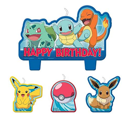 Classic Pokemon Birthday Party Supplies Pack for 16 with Plates, Napkins, Cups, Table Cover, Candles, and Pin