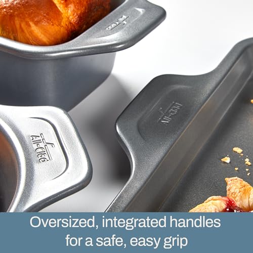All-Clad Pro-Release Nonstick Baking Pan 9x13 Inch Oven Safe 450F Half Sheet, Cookie Sheet, Muffin Pan, Cooling & Baking Rack, Round Cake Pan, Loaf Pan, Baking Pan Grey