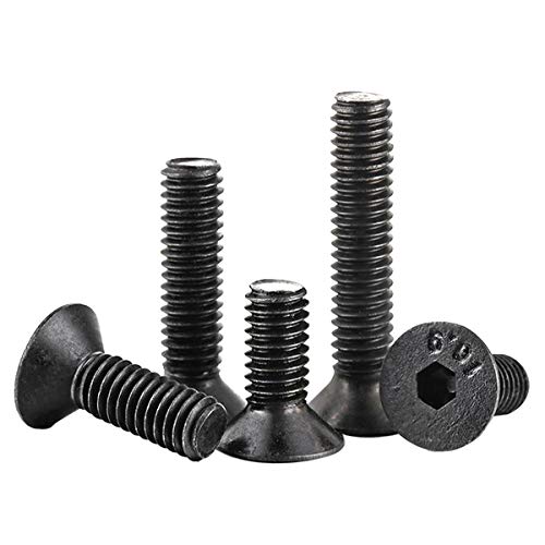 L-A M6-1.0x20mm 10.9 Carbon Steel Countersunk Head Hex Socket Screw Flat Countersunk Hex Socket Bolts Screws (25 Pcs)