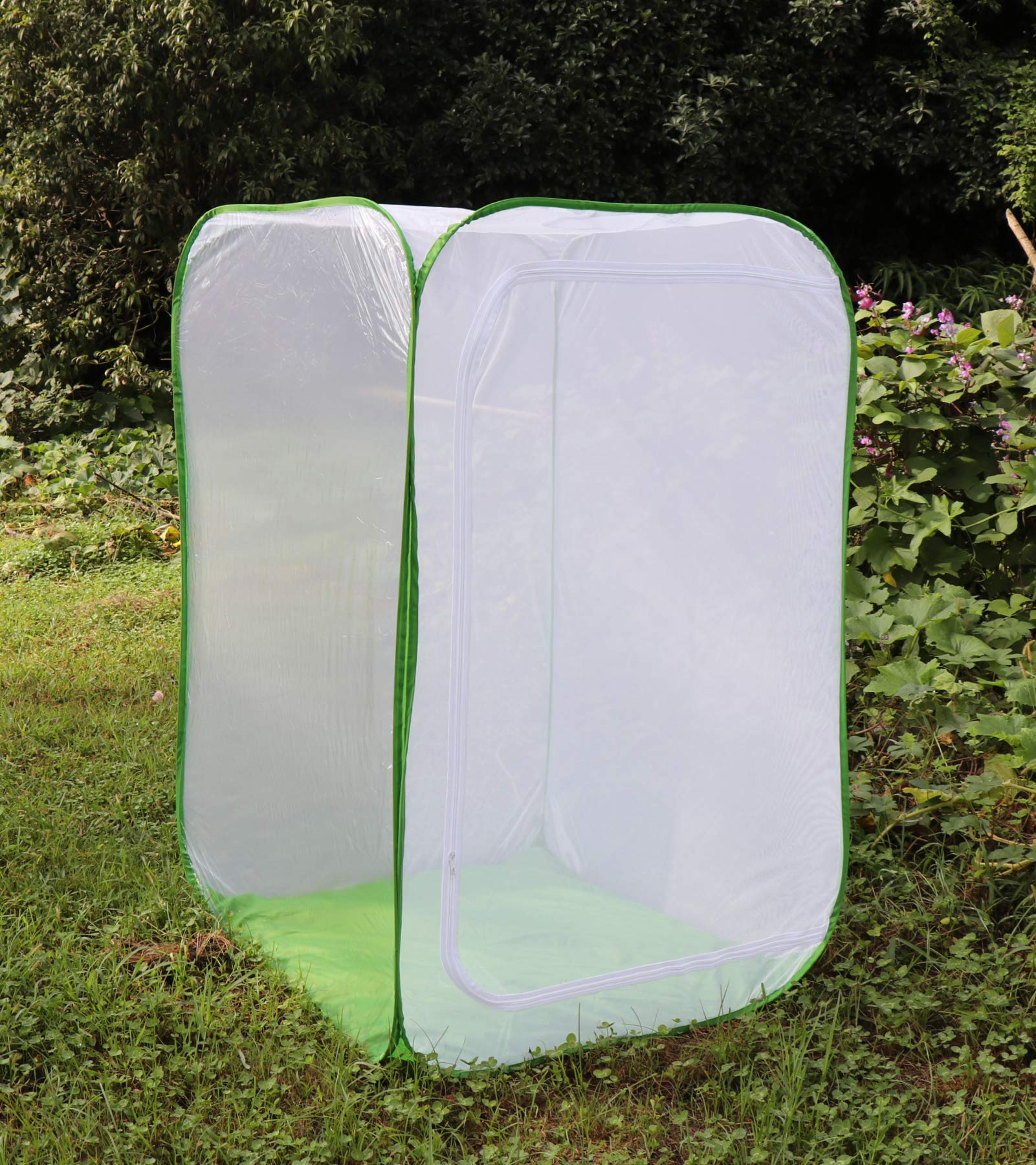 5 Feet Extra Large Monarch Butterfly Habitat, Giant Collapsible Insect Mesh Cage Terrarium Pop-up (White + Green, 35 x 35 x 59 Inches)