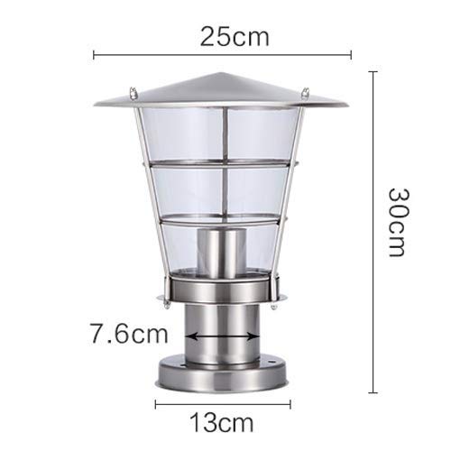 Abgail Silver Stainless Steel Column Light Outdoor Waterproof Acrylic Column Headlight E27 Cylinder Post Light Modern Simple Column Lamp Garden Path Lawn Light Community Park Home Front Door Pillar Li