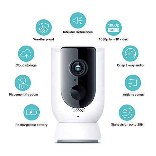 Kasa Home Security Camera System Wireless Outdoor & Indoor Camera by TP-Link, 1080P HD with Siren, Night Vision, Battery Rechargeable, Magnetic Wall Mount, Works w/Alexa & Google Home (KC300S2)