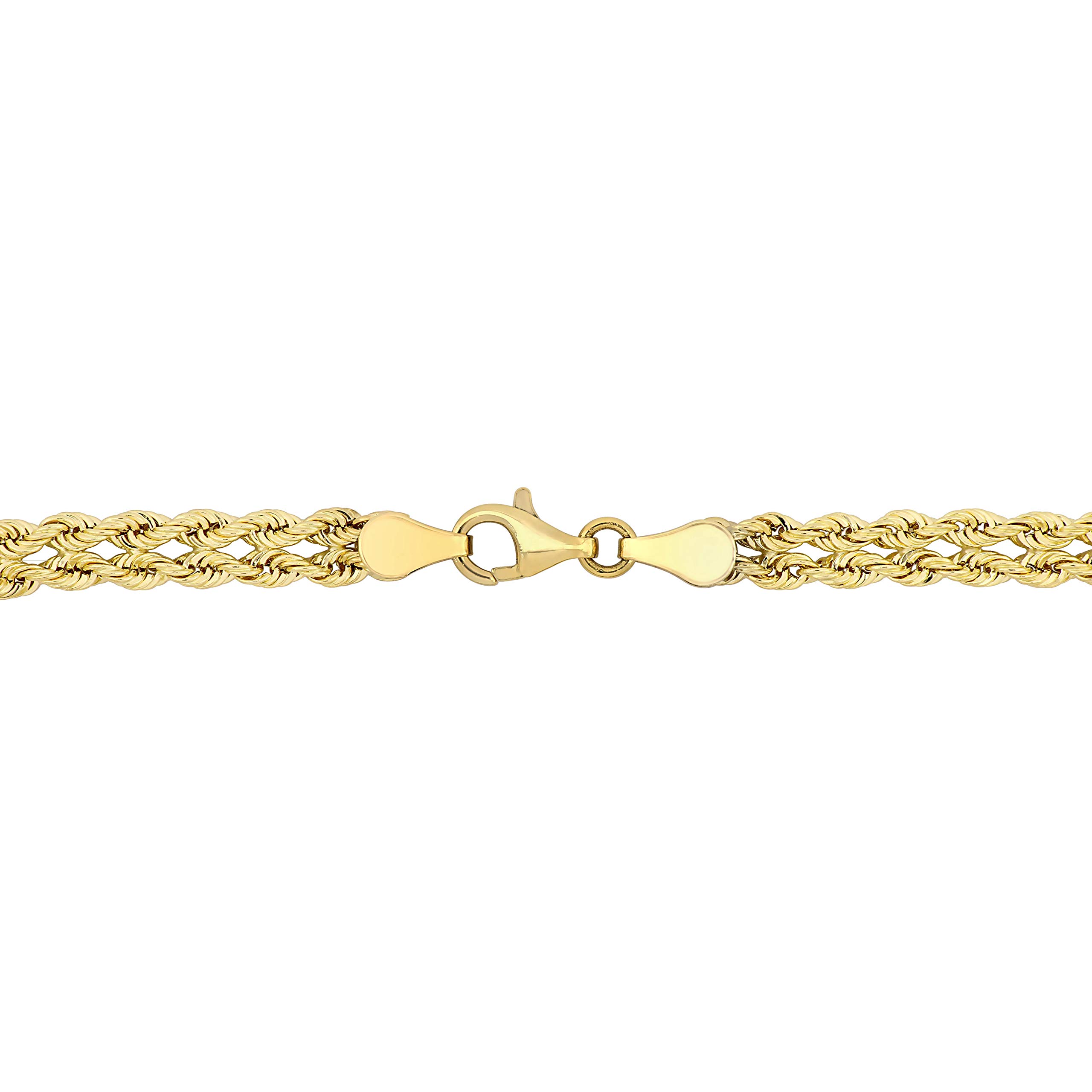 Abbie+Cleo 10k Yellow Gold with Diamond Cut White Gold Accents Double Rope Link Bracelet, 7.5"