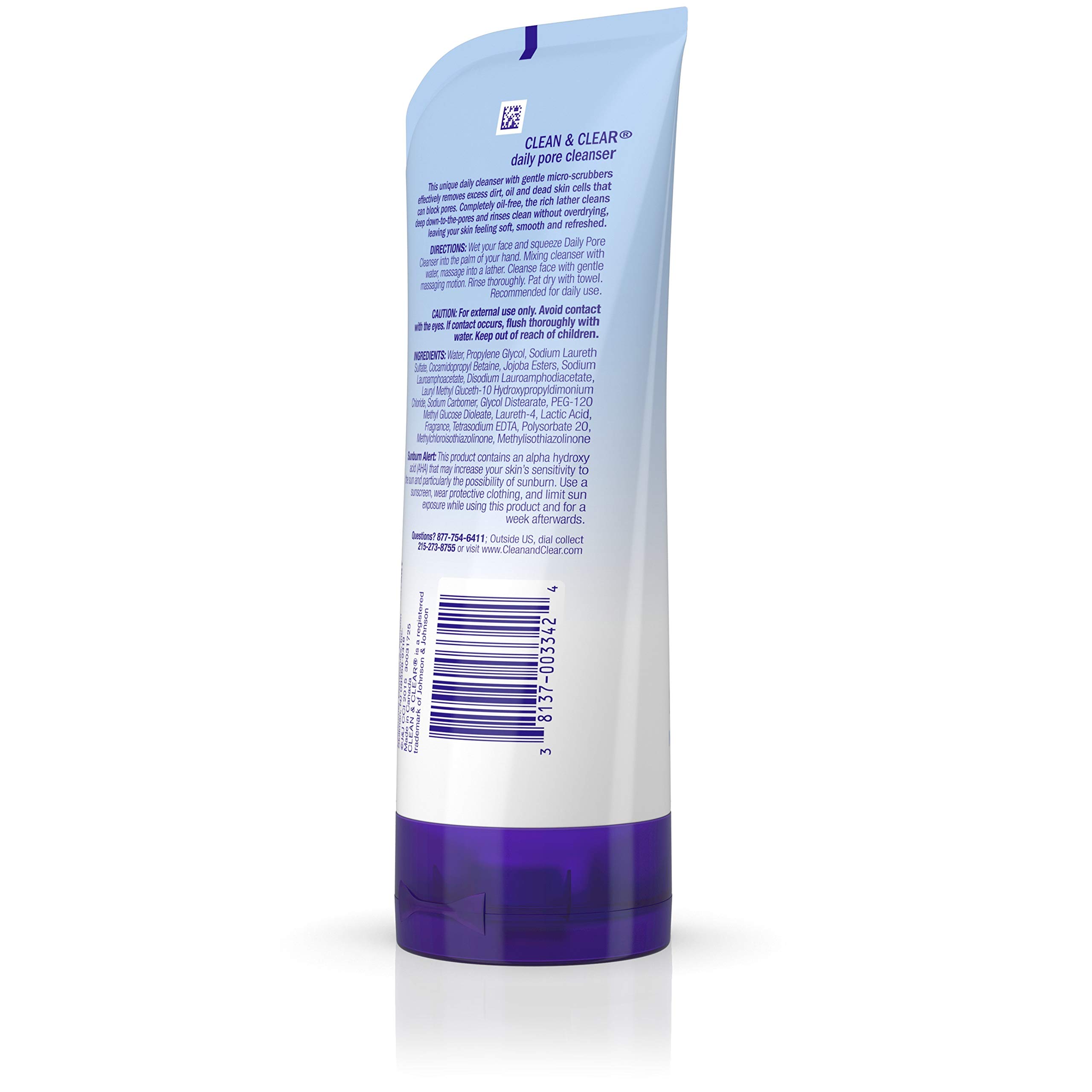 Clean & Clear Daily Pore Face Cleanser, Oil-Free Acne Face Wash for Normal, Oily & Combination Skin, 5.5 oz