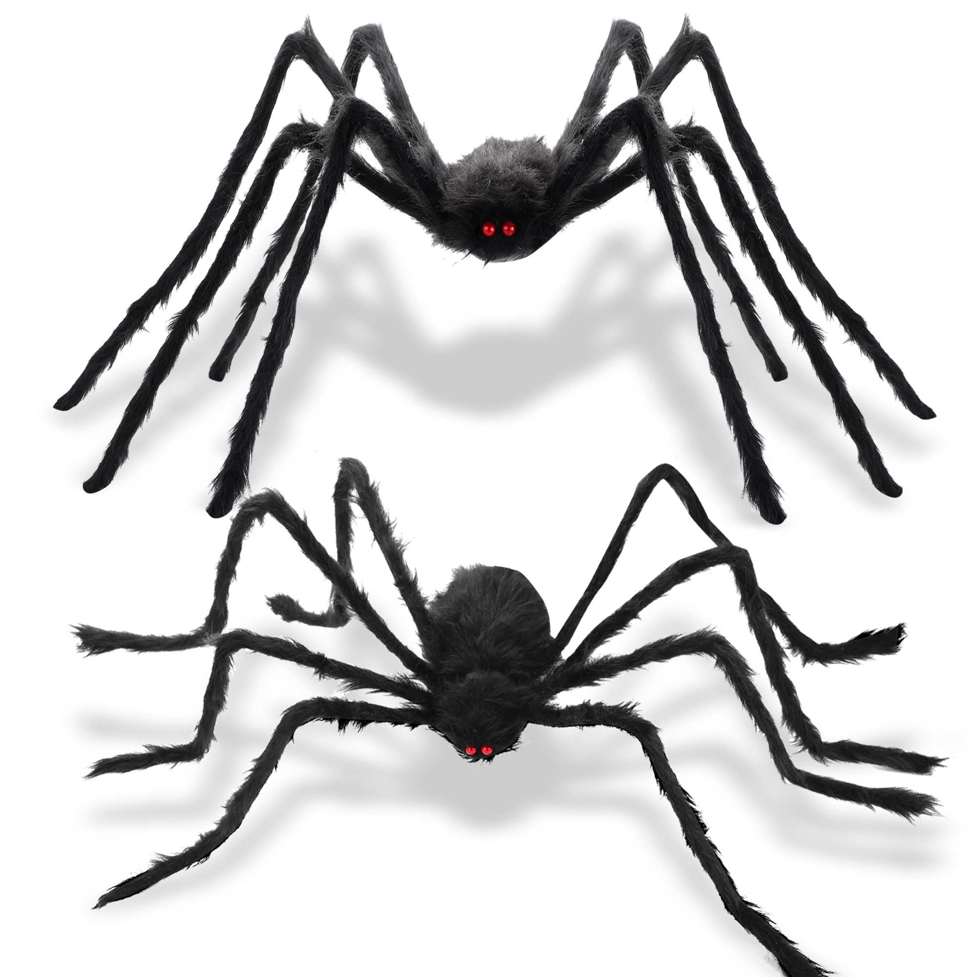 Abincee 2 Pack Halloween Decorations Outdoor Spiders,5FT Giant Hairy Spiders for Halloween Yard Decor Outdoor Scary Party