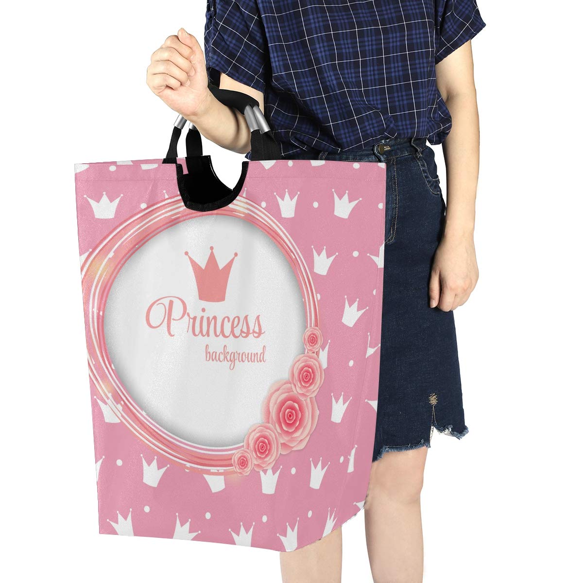 Laundry Hamper Bucket Collapses Laundry Basket Princess Crown Washing Bin for Home Organizer Nursery Storage Baby Hamper Kids Room