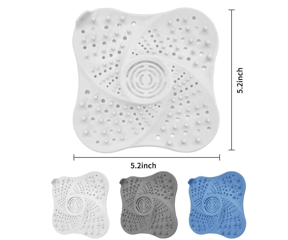 OUPAI Drain Hair Catcher Sturdy Silicon, Hair Stopper for Shower Drain with Suction Cup, Drain Cover Easy to Install and Clean Suit for Bathroom Bathtub and Kitchen 3 Pack