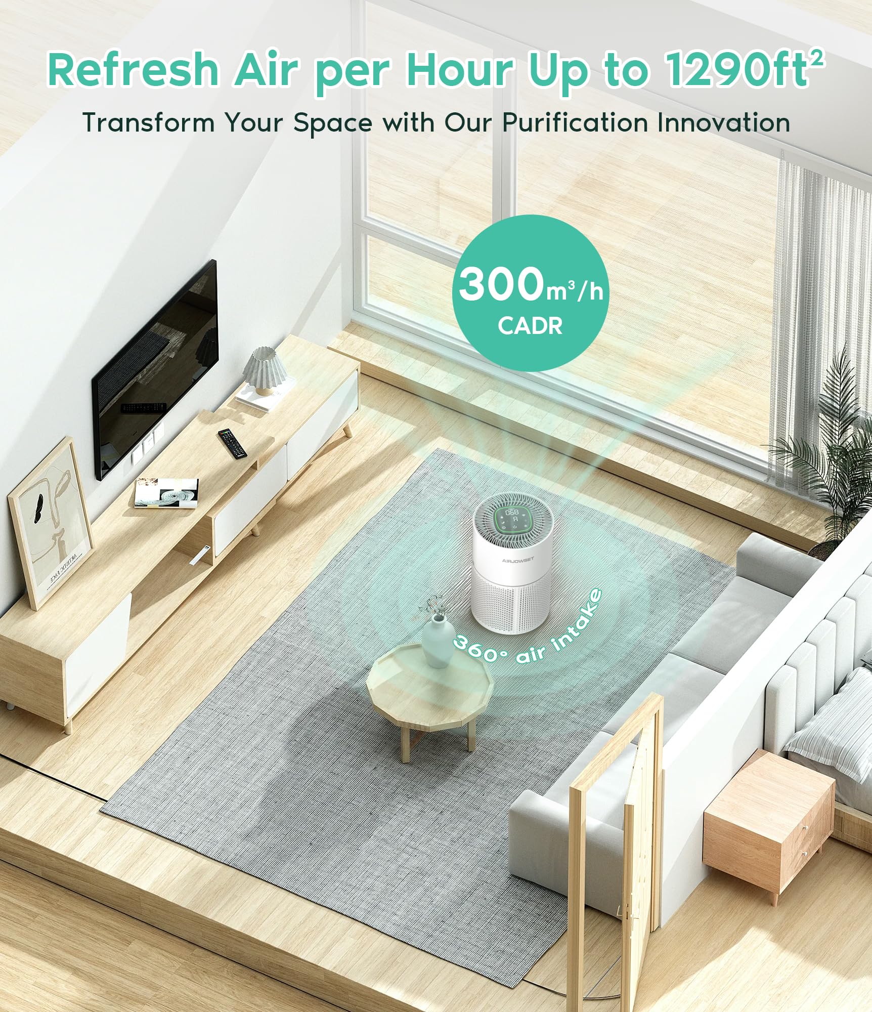 AIRJOWSET AP304 Air Purifier Replacement Filter with Activated Carbon (White Filter)