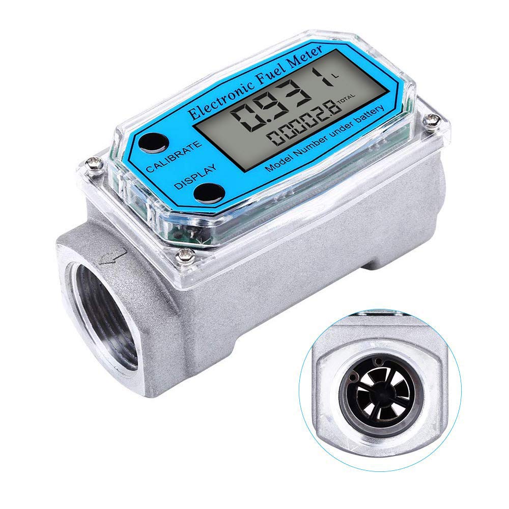 Digital Turbine Flow Meter,1″ Digital LCD Display with NPT Counter Gas Oil Fuel Flowmeter,Pump Flow Meter,Diesel Fuel Flow Meter for Measure Diesel, Kerosene, Gasoline