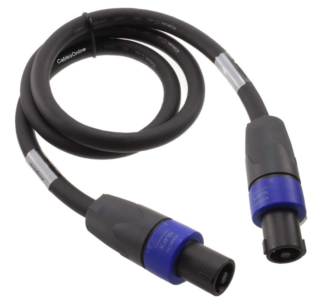 CablesOnline, 3ft. Mono-Bridged Speaker/Amplifier 12AWG Cable with NeutrikÂŽ Speakon 4-Pole Male to Male Connectors, (1+/1+ and 2+/1-), SK-MB403