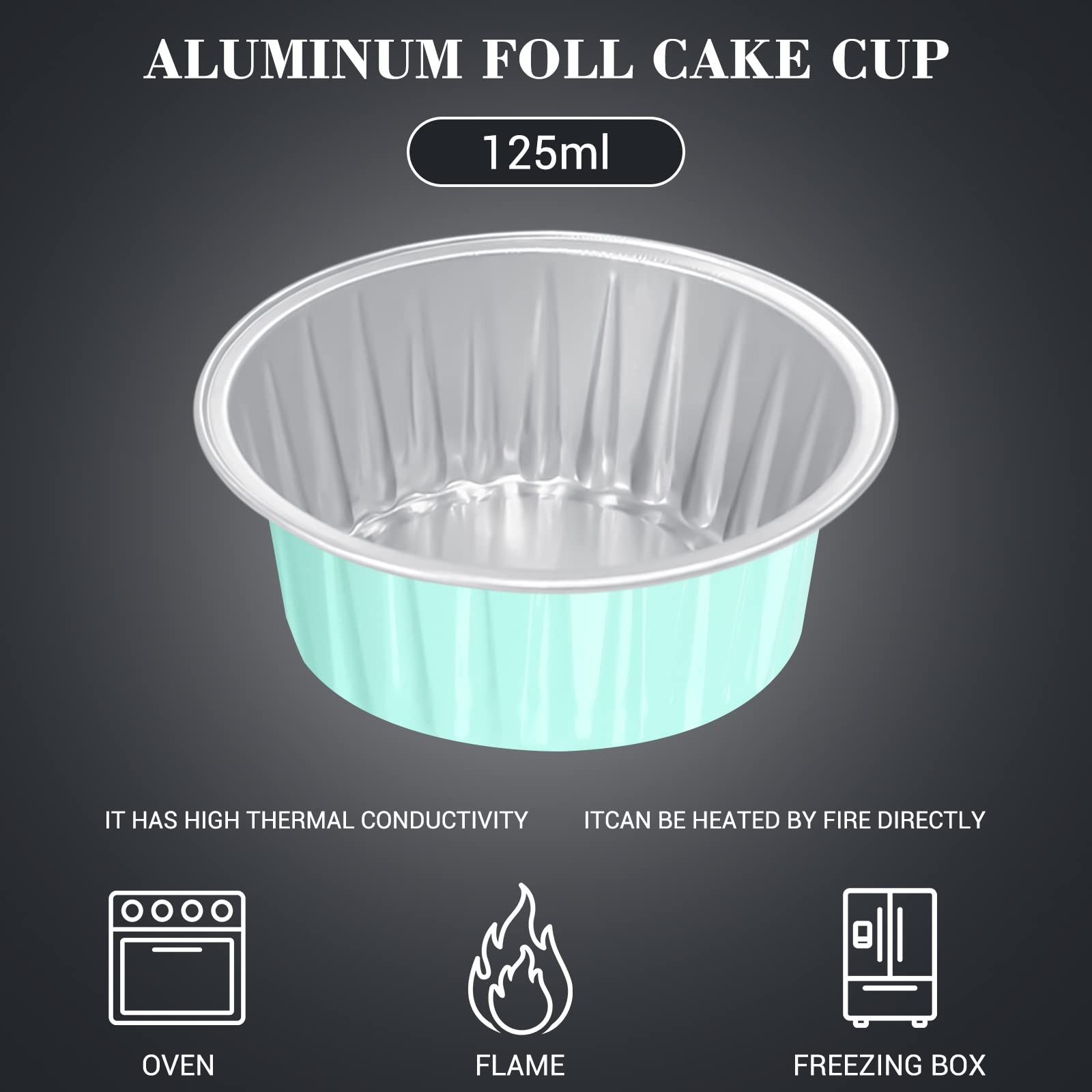 AOSYCO Dessert Cups, 100pcs 4 Colors Mixed Cupcake Containers, 5oz 125ml Disposable Aluminum Foil Pans Ramekins, Baking Cups, Muffin Liners with Lids