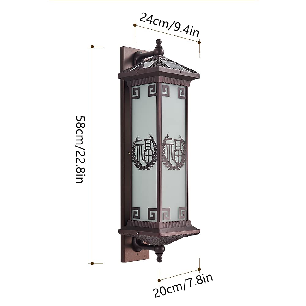 CHENBAI Rectangle Solar Wall Sconce Solar Decorative Porch Lights Chinese Outdoor IP43 Waterproof Garden Lights Auto On/Off Solar Exterior Wall Lights Villa Garden Home Led Fence Solar Lamp