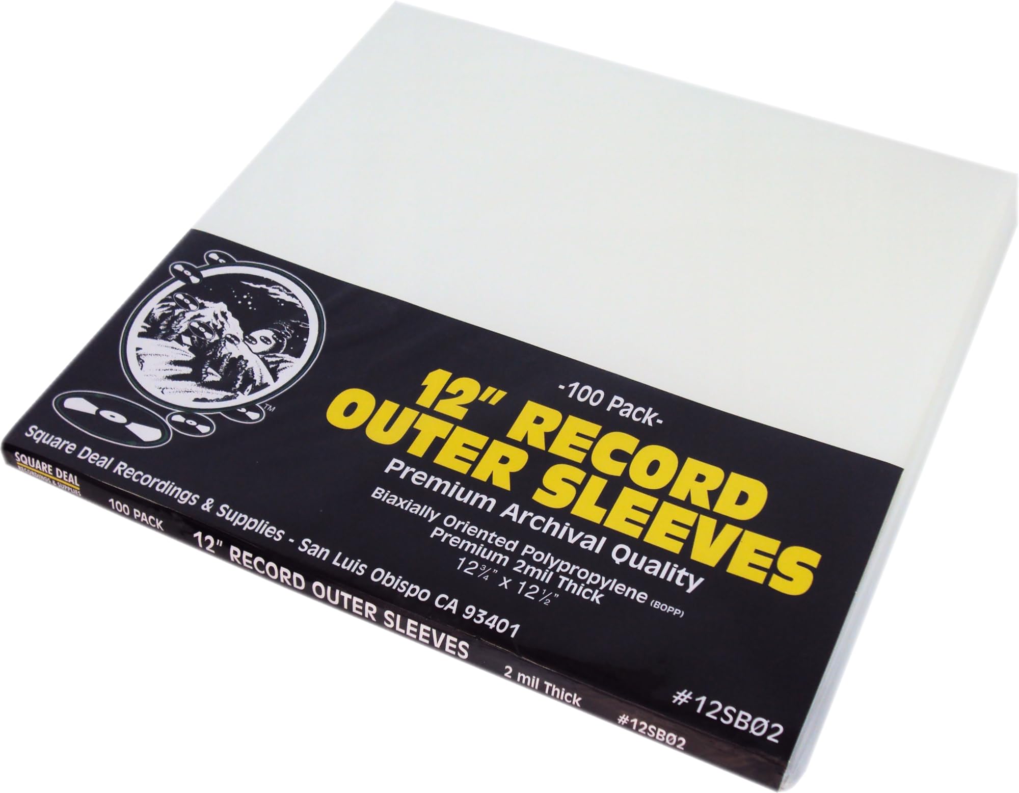 Square Deal Recordings & Supplies (1000) 12 Inch LP Record Outer Sleeves Premium 2 mil Thick Archival Quality, Super Clear #12SB02