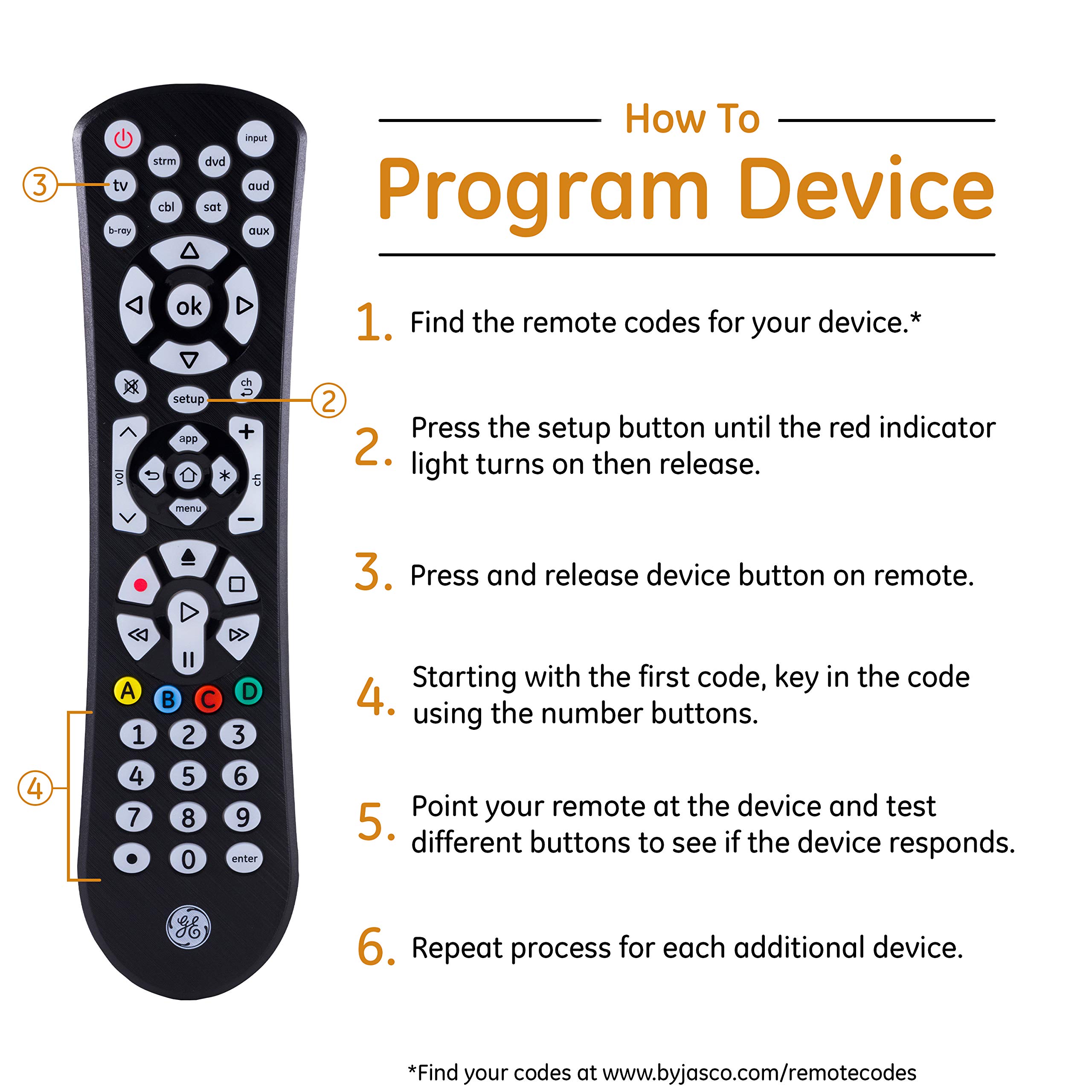 GE UltraPro Backlit Universal Remote Control, Samsung TV Remote, Universal TV Remote for Roku TV, Vizio, LG, Sony, Sharp, Apple TV, Smart TVs, Streaming Players, Blu-ray, DVD, 8-Device, Black, 41567
