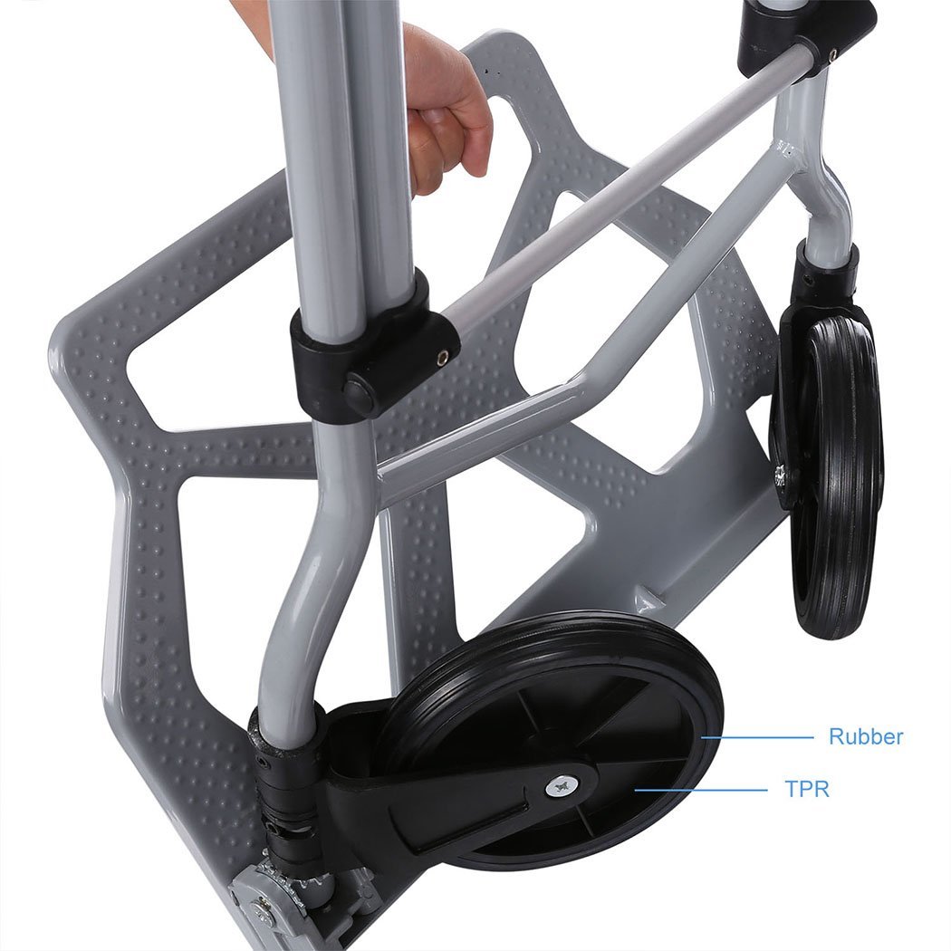 Kemanner Lightweight Folding Hand Truck Portable Luggage Trolley Cart with 2 Wheels for Personal, Moving, Travel and Shopping Use - Support 220lbs Capacity (Silver)