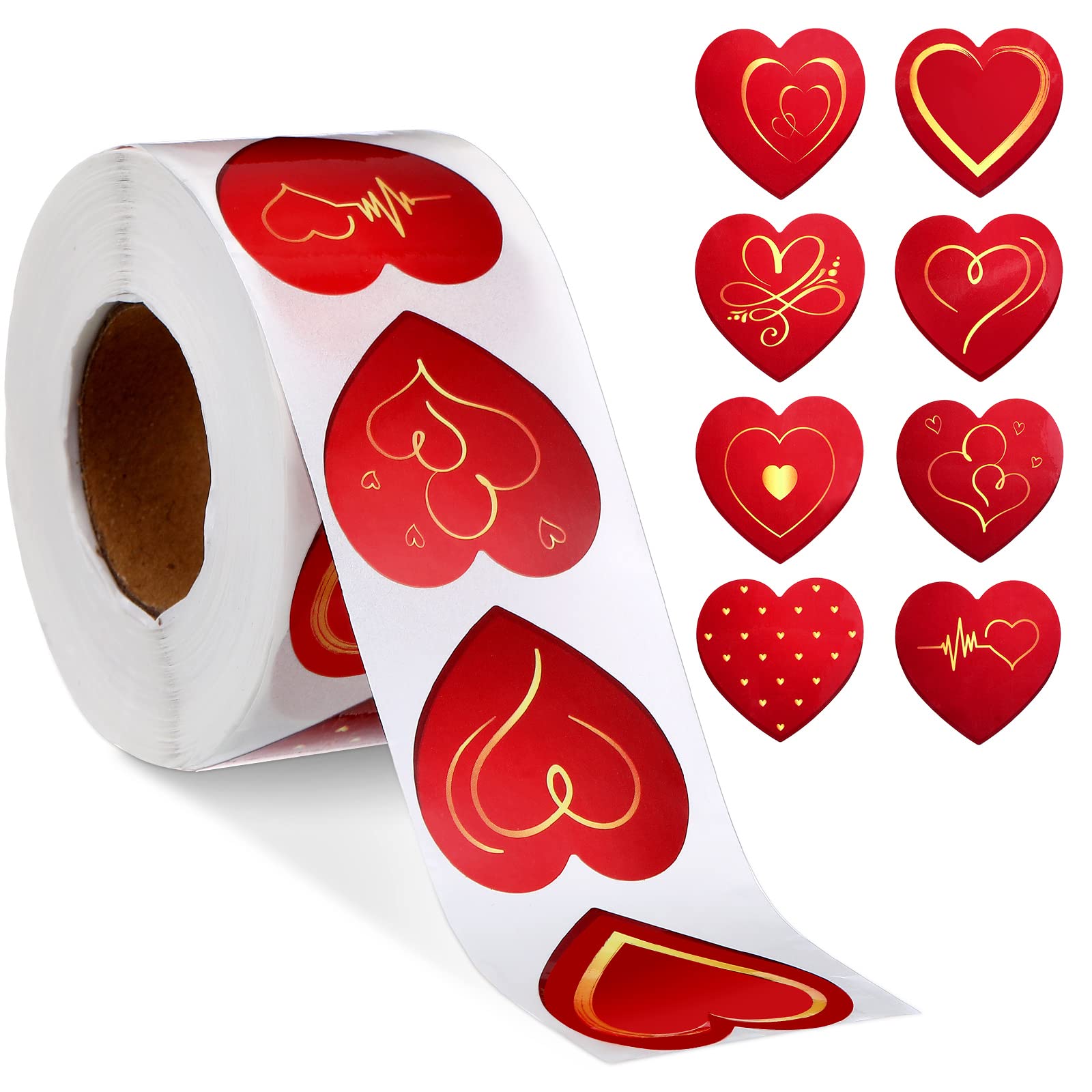 600 Pcs Valentine's Day Red Heart Stickers 1.5 Inch Red Stickers Heart Shape Valentines Stickers for Kids Valentine's Day Envelope Card