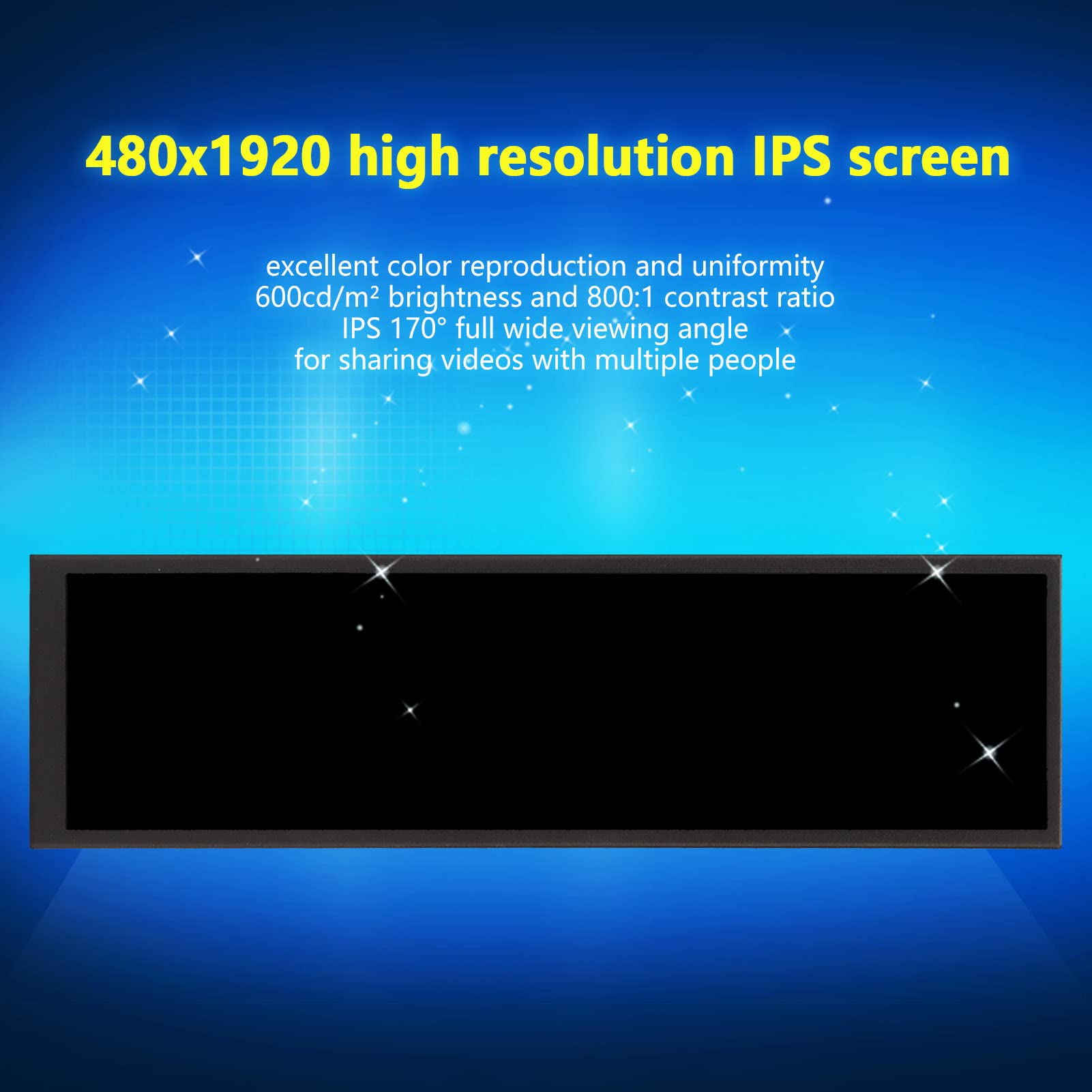 8.8 Inch Mini Computer Case IPS Screen, AIDA64 CPU GPU SSD Data Temperature Monitor, 60Hz 480x1920 Portable LCD PC Sensor Panel Display, for PC Chassis Sub Screen