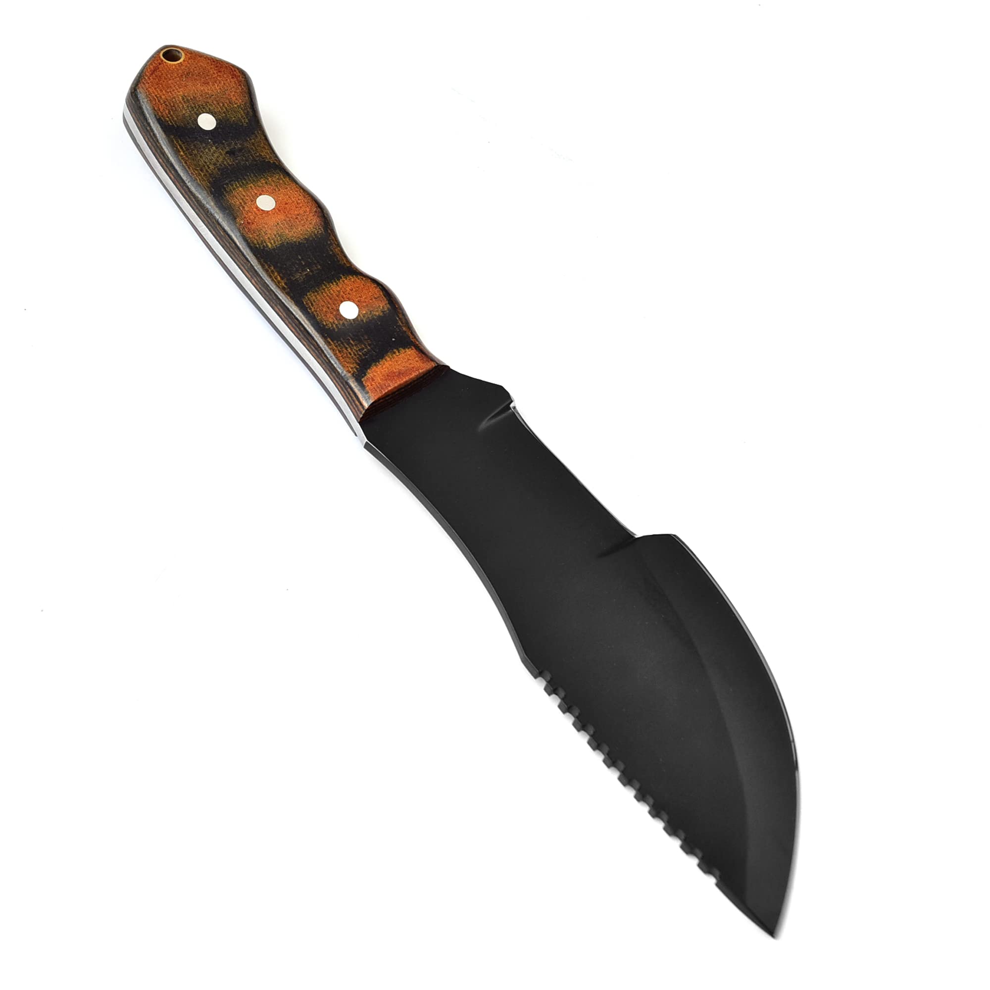 AHAFR DW-103-TK Tracker Knife 11.50" Handmade D2 Steel Tracker Knife Blackened Powder Coated Blade Micarta Handle With Leather Sheath For Hunting And Camping