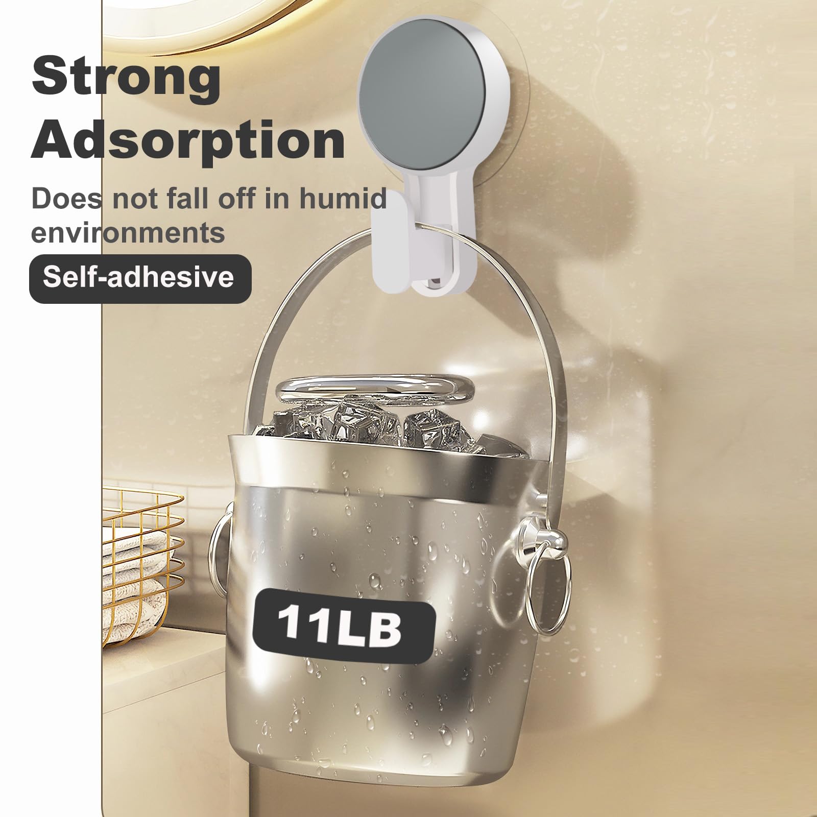 ApexHub Adhesive Wall Hooks2 Pack, Removable Towel Hooks for Bathroom Wall Mounted, No Drill Bathroom Hooks for Towels(White)