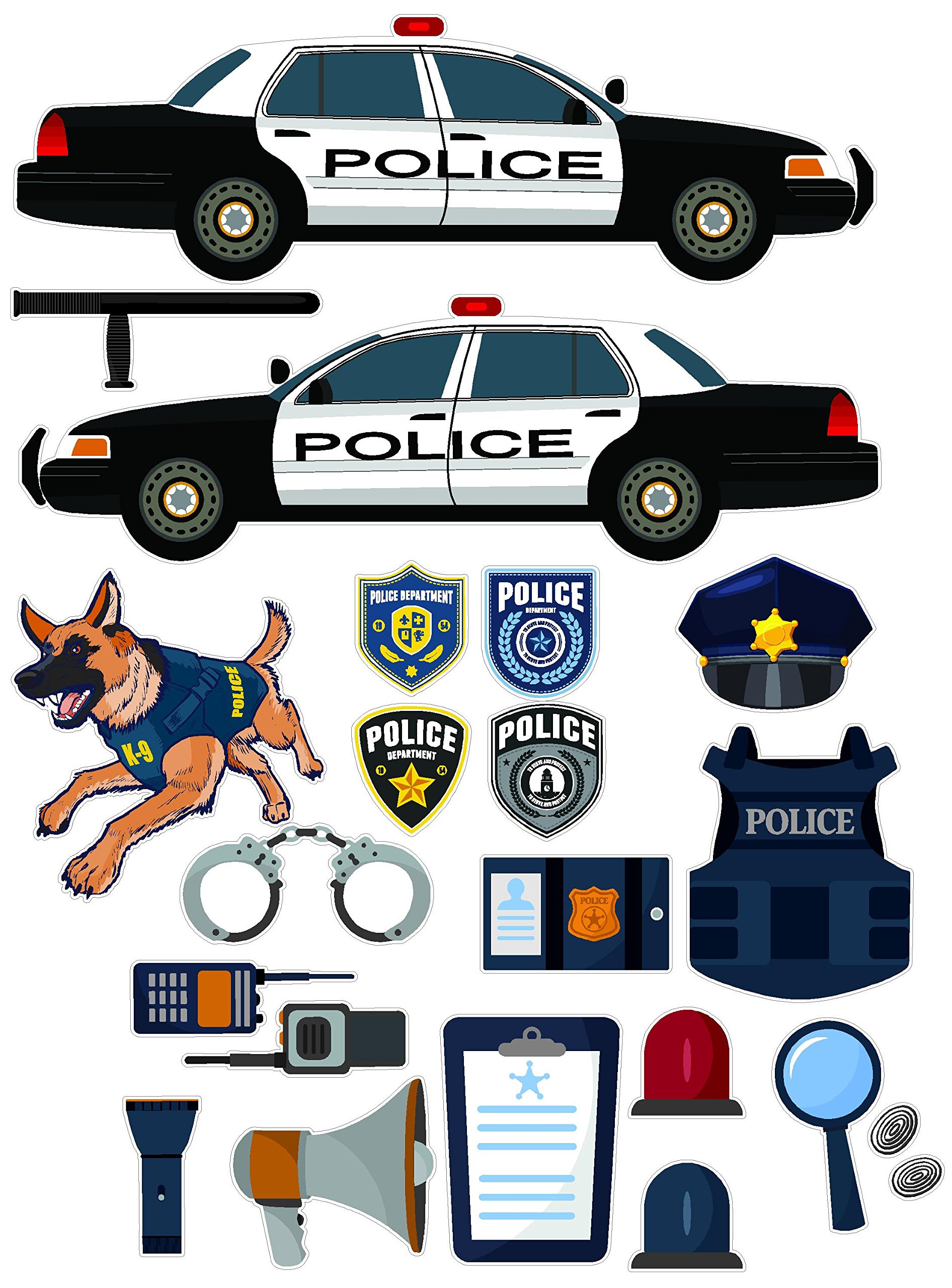Epic Designs Police car Equipment Stickers - Removable and repositionable Wall Decals Wall Art for Any Kids Room