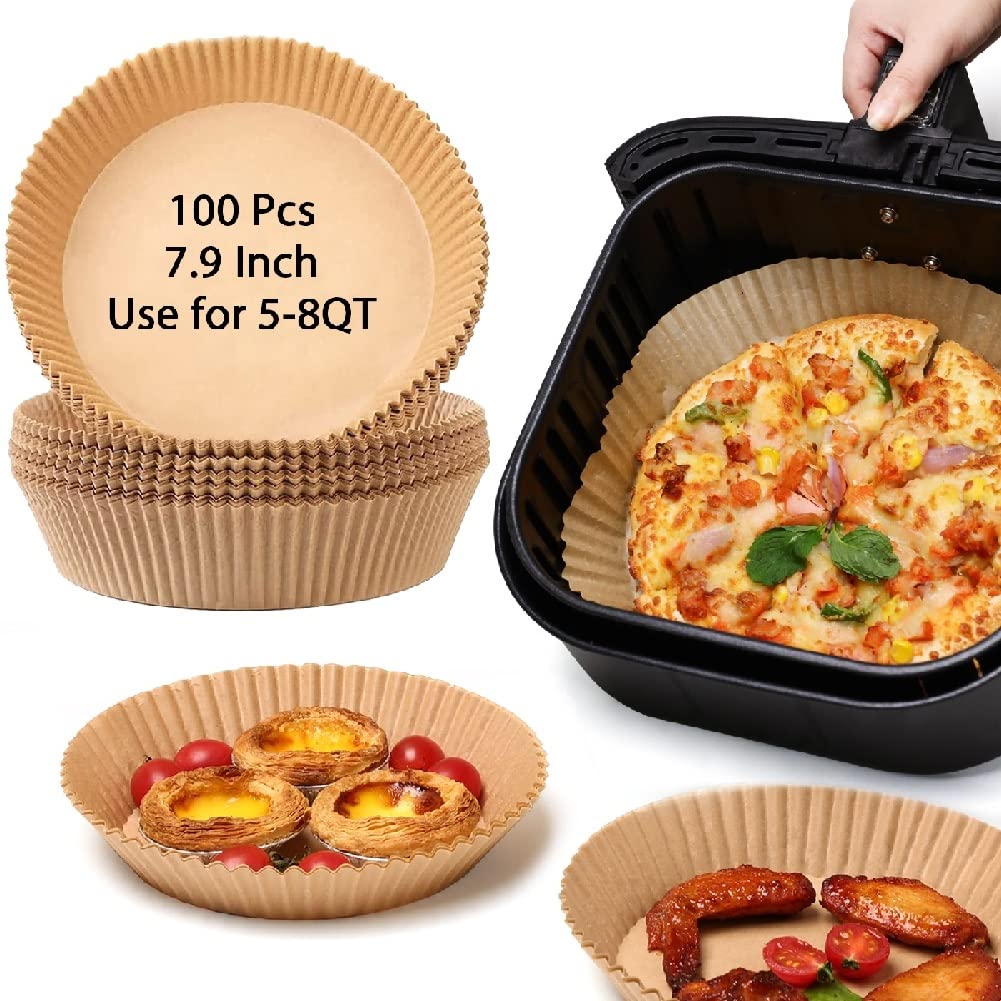 Air Fryer Disposable Paper Liner, 100PCS [ Large Size ] Non-stick Disposable Liners for 5-8QT Air Fryer