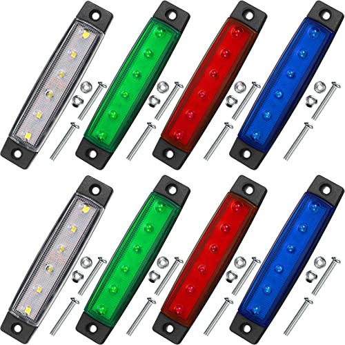 8 Pieces Marine Boat Lights 12V Led Interior Lights for Boat Deck Waterproof Boat Navigation Lights for Boat Lights Bow and Stern, Kayak Lights (Red, Blue, Green, White)