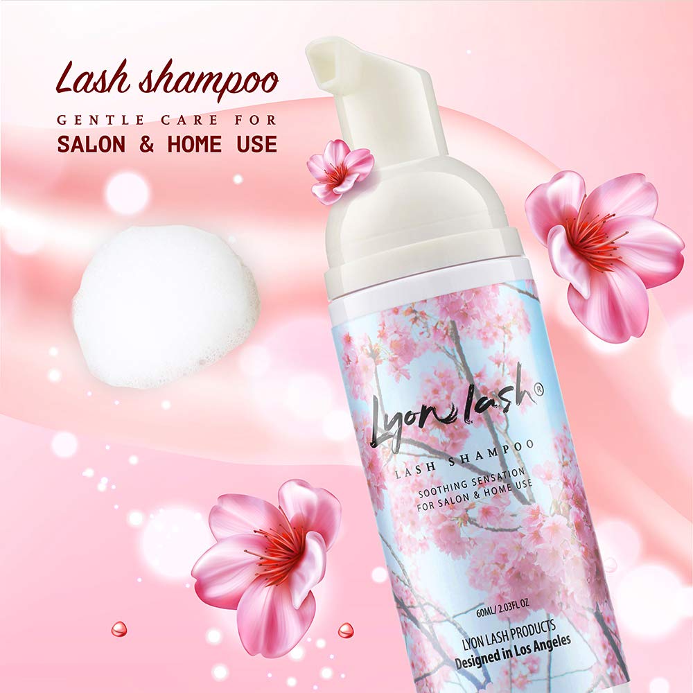 Lyon Lash Eyelash Extension Shampoo, Gentle Formula Paraben Free, Oil Free Foam Cleanser Kit | Remove Eye Makeup | Salon And Home Use