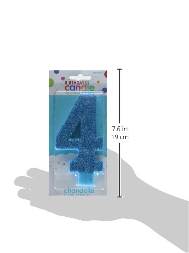 Glitter Caribbean Blue Number 7 Candle - 5 1/4", 1 Pc