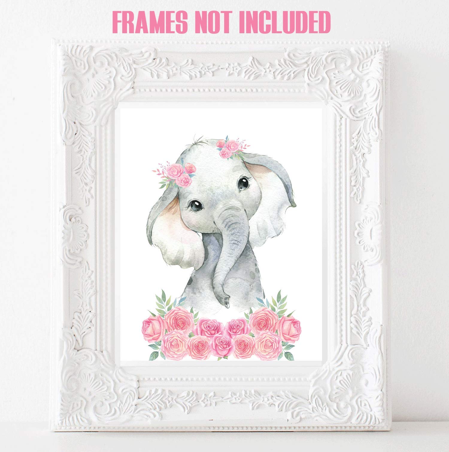 Elephant Bedroom Wall Art Decor for Nursery | Decorative & Easy to Frame Printed Pictures 8x10-inch | 3 - (UNFRAMED) Prints Nursery or Girl's Bedroom