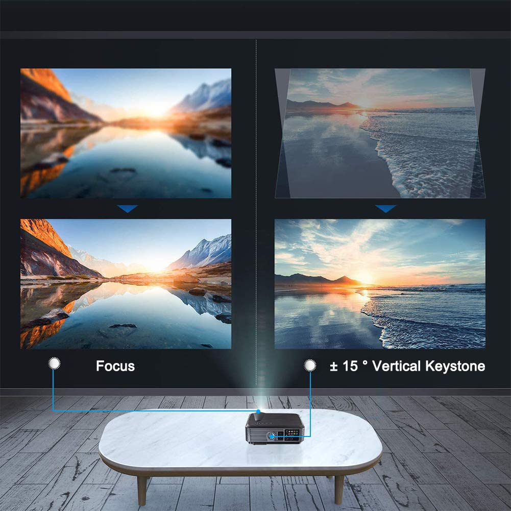 5000 Lumens Projector,1080p Native Projector with WiFi and Bluetooth, Home Theater Projector with HDMI USB VGA AV, Projection Size 50"-200", Compatible with Smartphone Tablets Game Consoles TV Stick