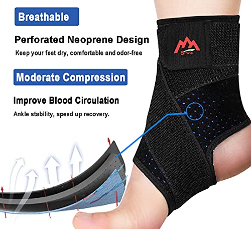 Ankle Brace, 2PCS Ankle Braces for Men & Women, Adjustable Compression Ankle Wrap Support for Ankle Protection, Breathable & Comfortable, Ankle Support Brace for Sprains, Sports Injuries and Recovery