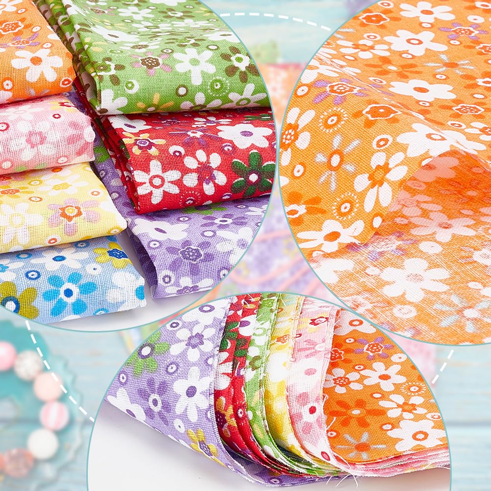 AHANDMAKER 7 Pcs(19.8 x 19.6 Inch) Fat Quarters Fabric Bundles, Floral Printed Sewing Supplies Quilting Patchwork Fabric Fabric Cotton Fabric DIY Making Supplies for DIY Craft Sewing