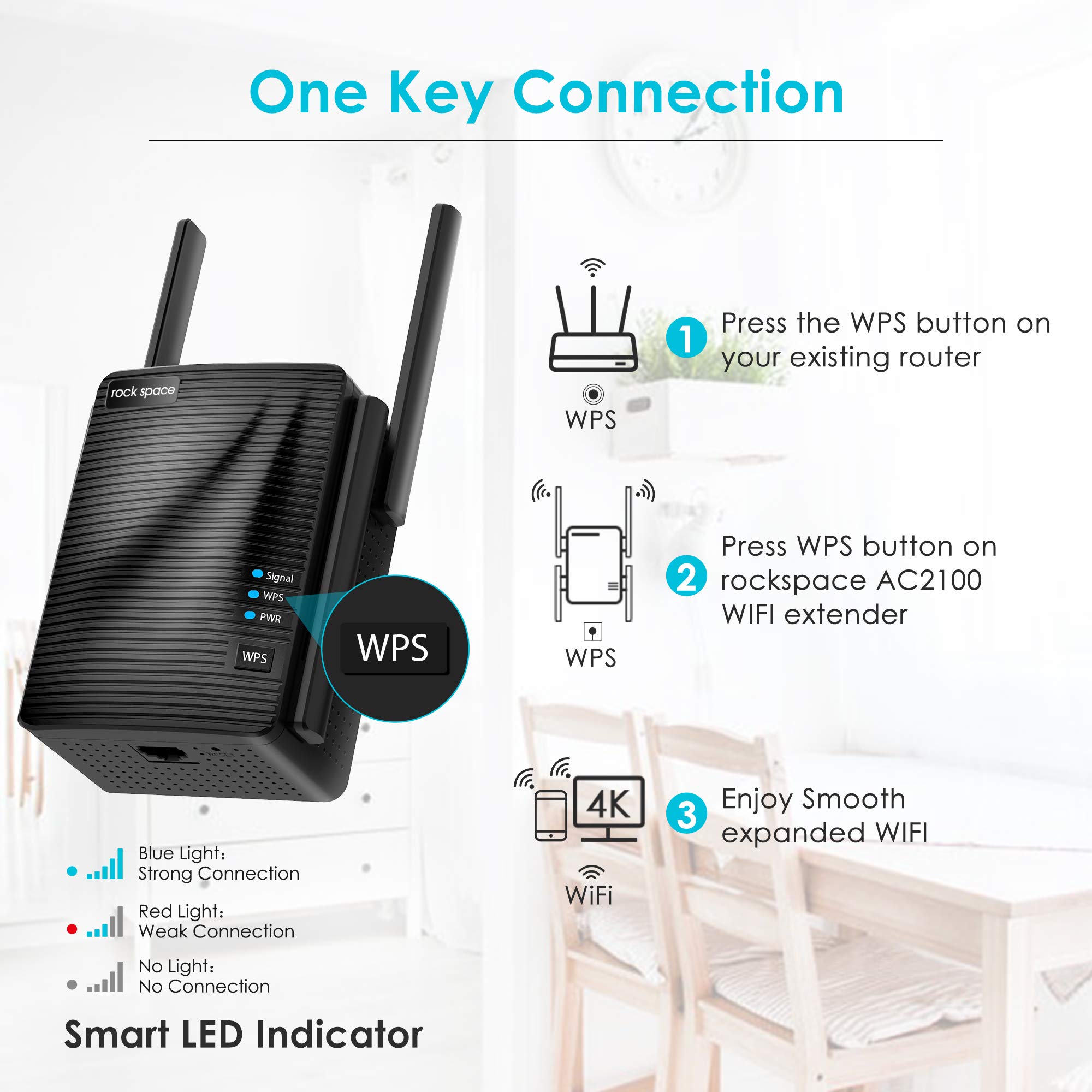 WiFi Extender - WiFi Booster,2100 Mbps,WiFi Range Extender,WiFi Repeater,Wireless Extender for Home,5G&2.4G Dual Band,Gigabit Port&WPS Button,360 Degree Full Coverage