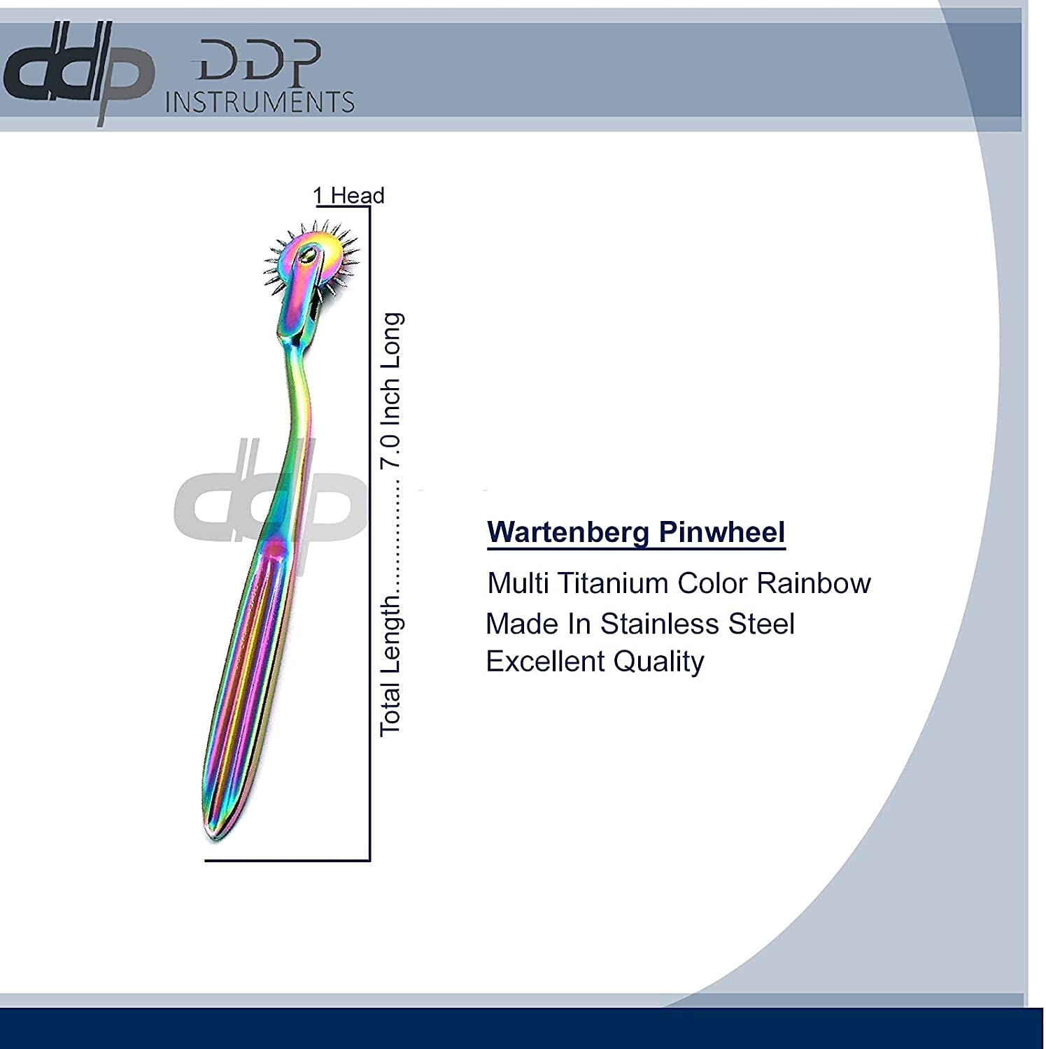DDP Wartenberg Pin Wheel Pinwheel Single Head Diagnostic Multi Color Rainbow