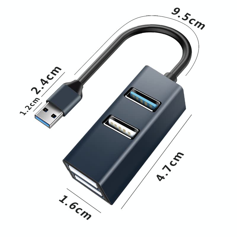 ACHORO 4 Ports Computer USB Hub – Super Speed USB 3.0 & USB 2.0 USB Port Expender - Aluminium Alloy External USB Port for Laptop, Mac, PCs, – Portable Extra USB Port & Mini USB Hub (DARK GRAY USB HUB)