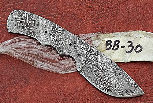 6.75 inches Long Spear Point Blank Blade Skinning Knife, Hand Forged Damascus Steel 3.5" Scale Space with 3 Pin Hole Space, 3 inches Cutting Edge