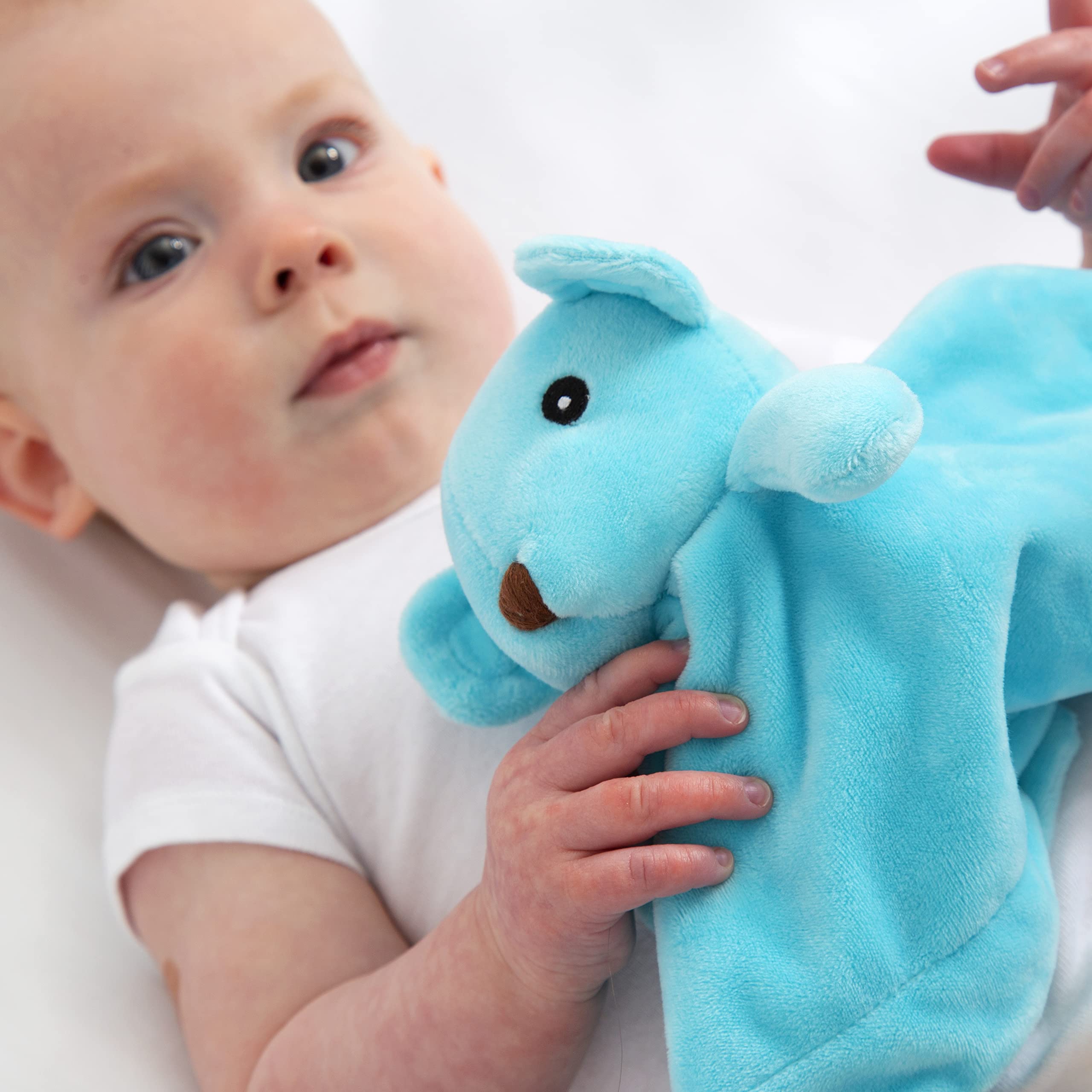 JumpOff Jo - Baby Bundle: Baby Swaddle Blanket & 24 Milestone Cards - Photoshoot Props, Soft Breathable Baby Blanket, 47" x 47" (Bear Blue)