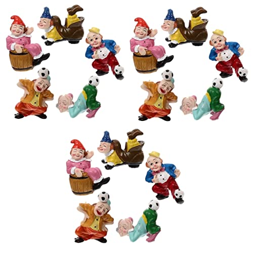 ABOOFAN 15 Pcs Miniatures Kids Planter Desk Top Decor Tiny People Toy Mini Clown Figurines Circus Party Favors Funny Clown Decor Bonsai Cartoon Clown Miniature Clown Ornaments Baby Statue