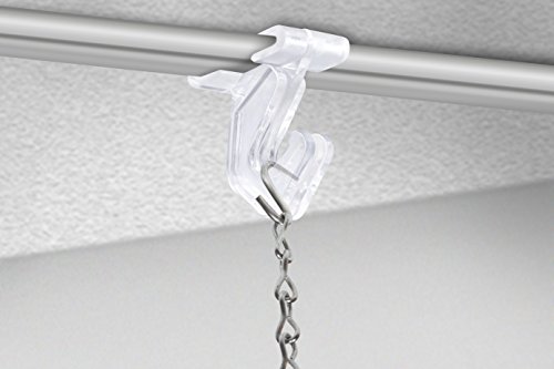GlossyEnd Pack of 100 - Crystal Clear Hinged Polycarbonate Ceiling Hooks for Drop-Ceiling T-Bars, Holds up to 15 lbs. 1" W x 1 ½"H