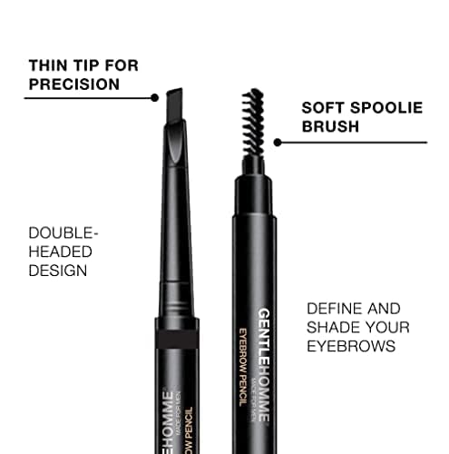 Gentlehomme - Eyebrow Pencil - Men’s Brow Pencil - 2-in-1 Brow Brush & Lead Pencil - Shape, Define & Fill In Eyebrows - Ultra-Thin Pencil - Long-Lasting Color - Vegan - Black - 1 Pencil