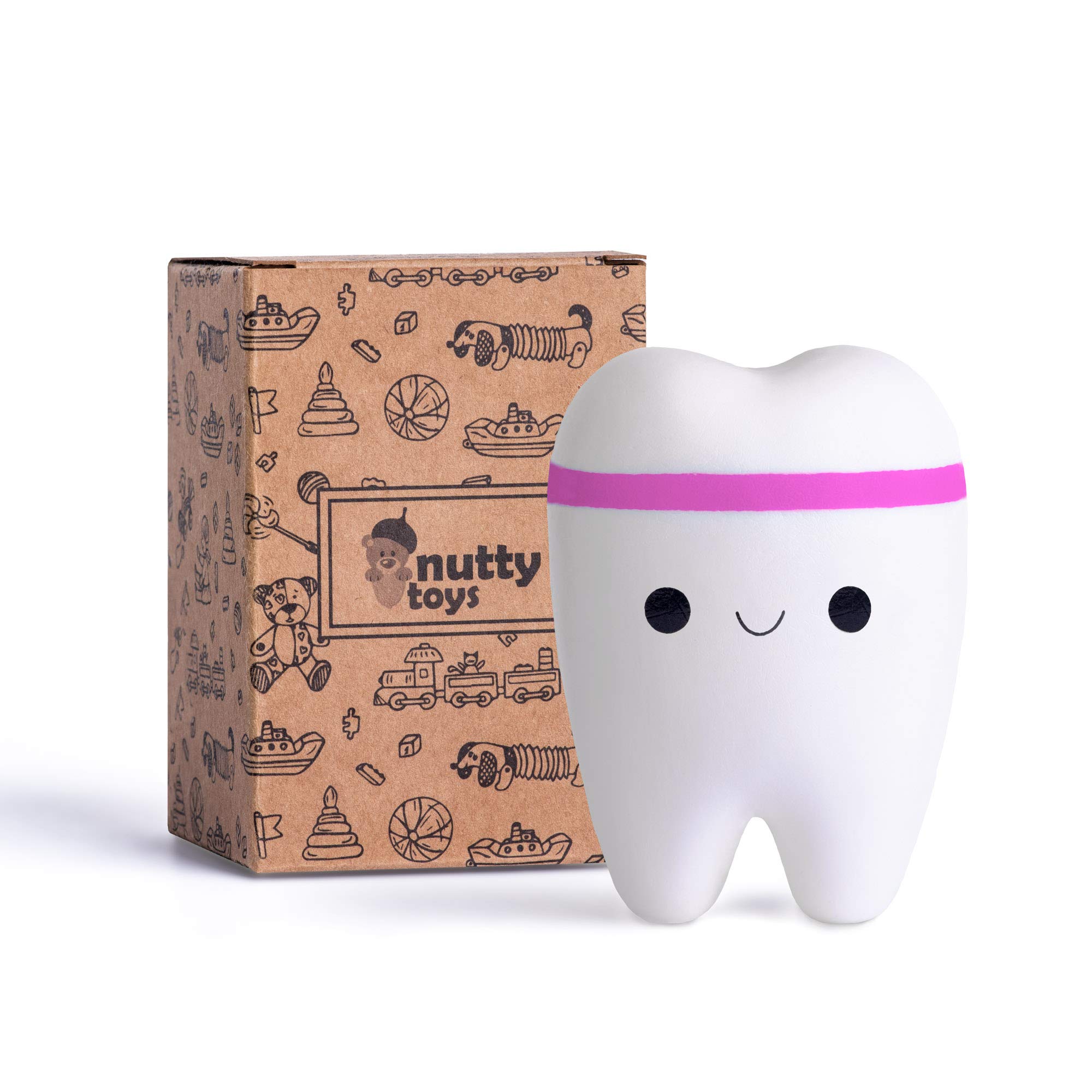 Nutty Toys Super Slow Rising Jumbo Squishy Tooth - Soft & Scented Stress Relief Present, Top Valentine's Day & Easter Gift Idea for Kids, Teens, Boys, Girls, Adults, Best Dental & Dentist Gifts 2025