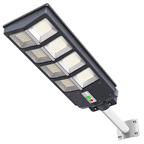 CONHOO 500W Solar Street Light Outdoor,360 LED Dusk to Dawn Outdoor Lighting,IP65 Waterproof LED Street Light Solar Powered, Patented MPPT Fast Charging, Keep Lighting Even 3-5 Rainy Days