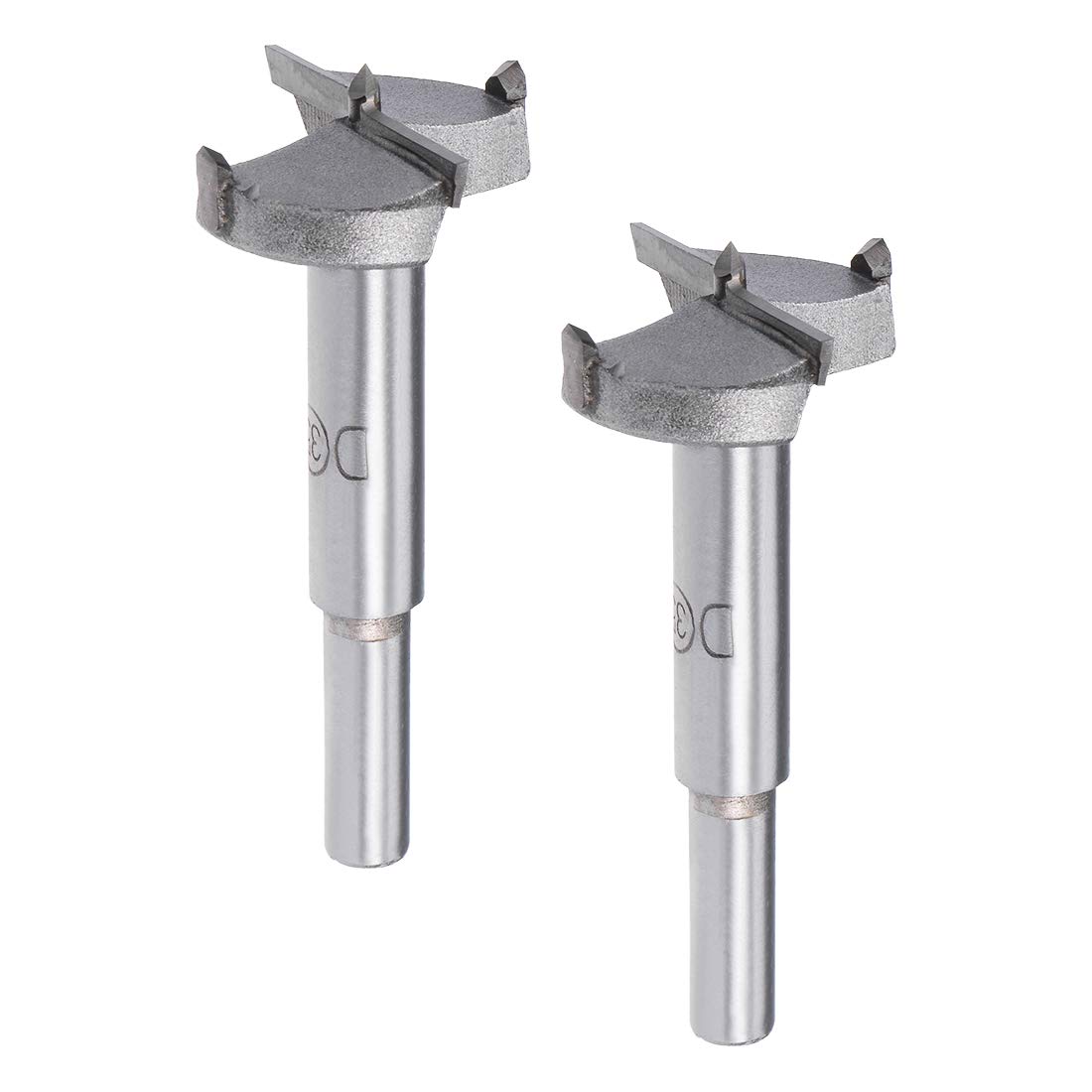 uxcell Forstner Drill Bits 35mm, Tungsten Carbide Wood Hole Saw Auger Opener, Woodworking Hinge Hole Drilling Boring Bit Cutter, 2pcs (Gray)