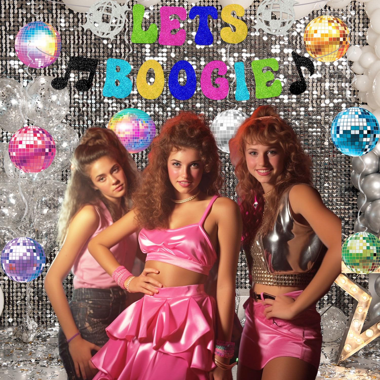 80's 90s Disco Themed Party Decorations Let's Boogie Banner Disco Ball Hanging Swirls Backdrop 70s Hanging Decor For Classroom Throwback Party Decorations Back To 60s 70s 80s 90s Dance Decade Party